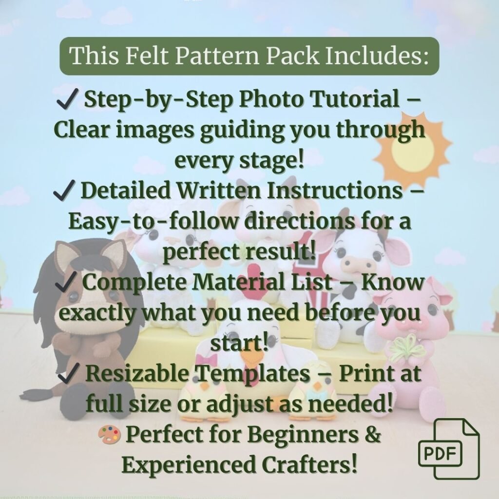 Farm Felt Pattern Bundle – 6 Animal PDF Set | FeltHaven